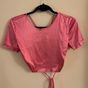 Zara | Tops | Zara Pink Satin Crop Top | Poshmark